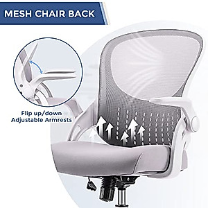 ZUNMOS Home Office Ergonomic Mesh Computer Desk High Back Swivel Task Executive Chair with Soft Armrests Padded Lumbar Support and Adjustable Rotatable Headrest, Grey