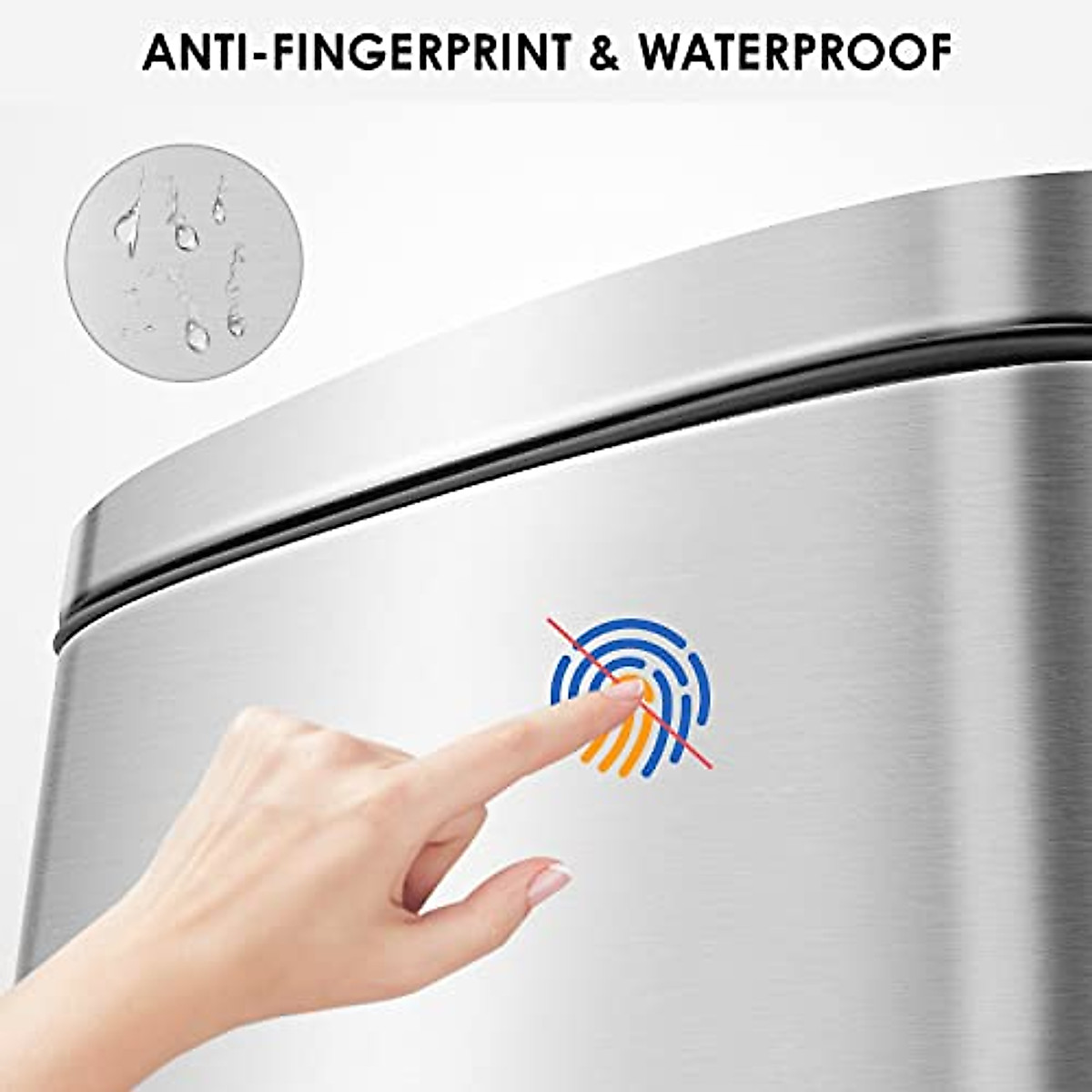 Arlopu 8 Gallon Step Trash Can, Stainless Steel Garbage Bin, Soft-Close Rubbish Bin with Removable Plastic Inner Bucket, Fingerprint-Proof, Lid Dustbin, Suit for Kitchen Home Office (30L,Silver)