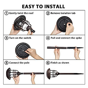 SOLPEX 4 Pack Solar Outdoor Lights, Glass and Metal Path Lights, High Lumen Output per LED for Landscape, Lawn, Patio, Yard, Garden