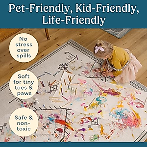 RUGGABLE Alessia Round Rug - Perfect Vintage Washable Rug for Living Room Bedroom Kitchen - Pet & Child Friendly - Stain & Water Resistant - Dark Wood 6' Round (Standard Pad)