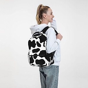 Aisquw Black And White Cow Print Backpack Large-Capacity School Bag Laptop Portable Backpack For Travel Office Shopping (Black White Cow)