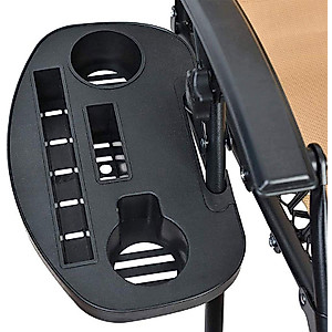 MAIUS Zero Gravity Chair Tray, Multifunctional Cup Holder for Zero Gravity Chair Large Utility Clip On Side Recliner Table for Carrying Phone/iPad/Water Cups/Books, Black