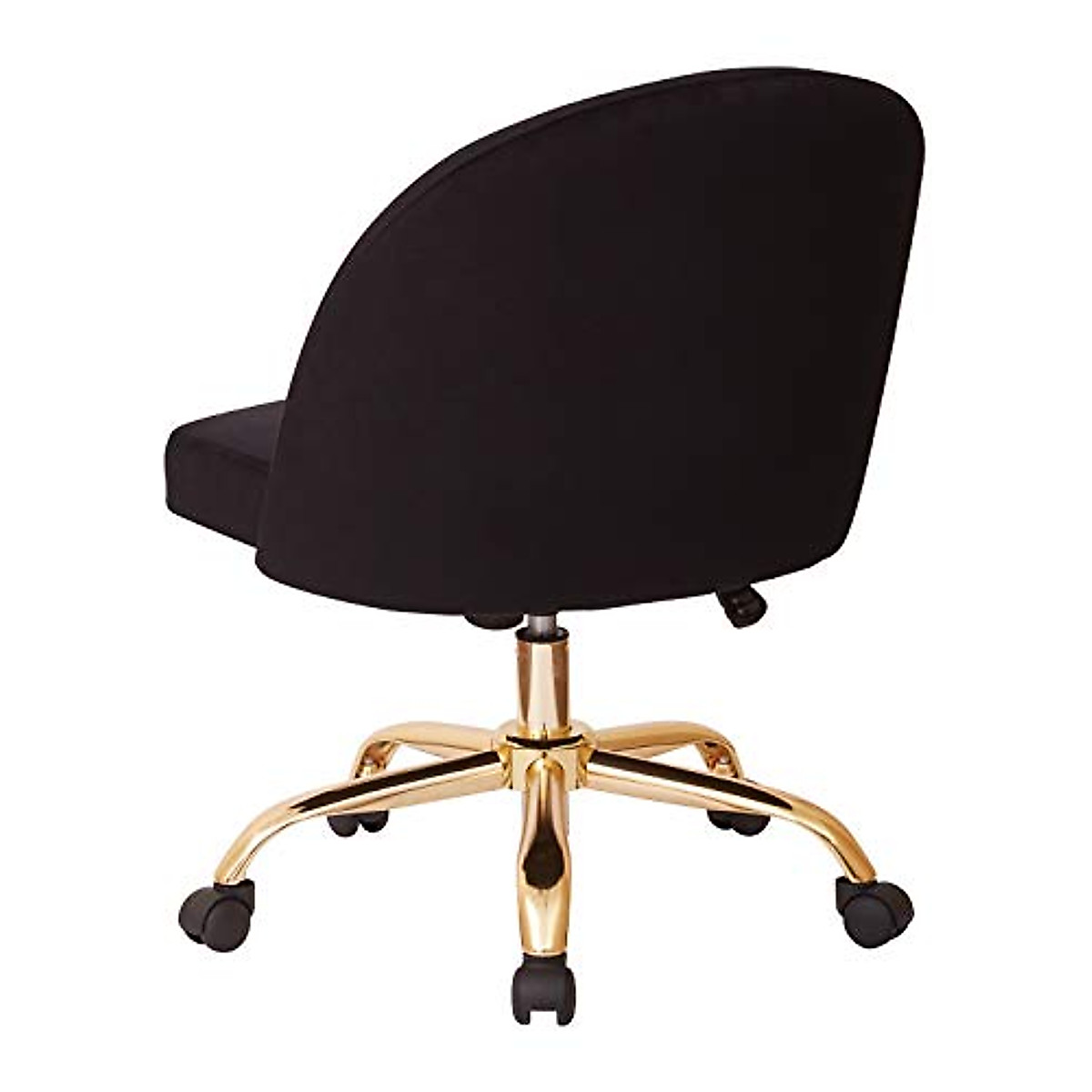 OSP Home Furnishings Layton Mid-Back Adjustable Office Chair with 5-Star Base, Gold Finish and Black Velvet