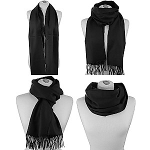 D&Y Unisex Classic Softer Than Cashmere Plain Fringe End Scarf, Off White