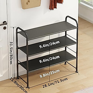 SUOERNUO Shoe Rack 3 Tier Storage Organizer for Closet Entryway Black