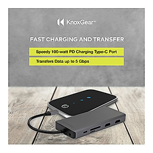 Knox Gear Kernel 13-in-1 USB-C Power Delivery Charging Port Hub, USB C Hub, 2 HDMI Ports, SD and MicroSD Card Slots, Data Transfer Rate of 5 Gbps, Multiport Adapter Compatible with Mac and PC Devices