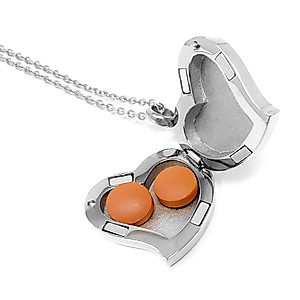 Amour Heart Pill Necklace,Polished Heart Locket with Strong Magnetic Closure,Medication Necklace,Heart Locket Necklace with 26 Inches Chain, No Gemstone