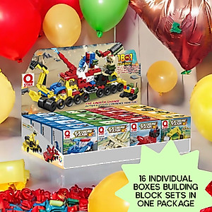 QStar Mini 16 Car Building Blocks Compatible with Lego Party Favors for Kids, Prizes for Kids Classroom, Goodie Bag Fillers