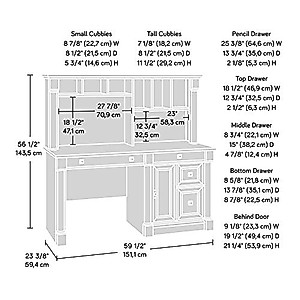 Sauder Palladia Desk with Hutch, L: 59.488" x W: 23.543" x H: 56.496", Split Oak Finish