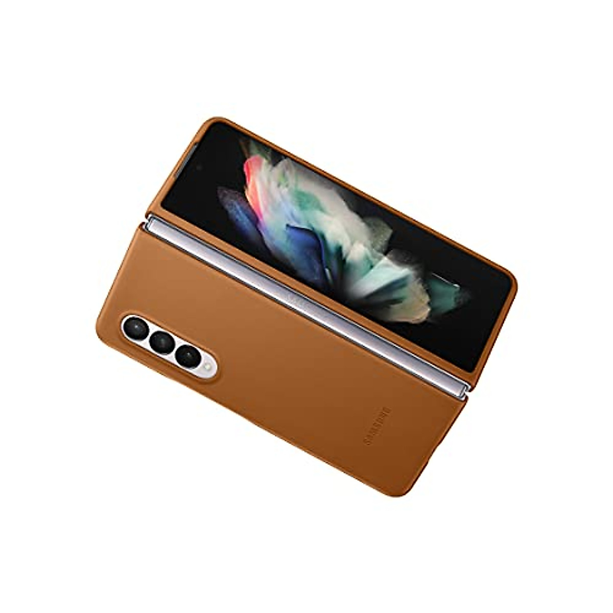 Samsung Galaxy Z Fold 3 Phone Case, Leather Protective Cover, Heavy Duty, Shockproof Smartphone Protector, US Version, Camel,EF-VF926LAEGUS
