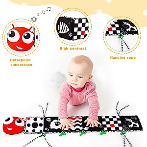 Inbeby Black and White High Contrast Sensory Baby Crib Toys Soft Book, Standable Tummy Time Mirror Toy for Baby Newborn 0 3 6+ Months Brain Development Infant Boy Girl 0 6 Month Multi-Function