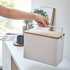 YAMAZAKI Home First Aid Box Three Tiered Medical Supplies Metal Organizer With Multicompartment Storage, Steel + Wood, Handles, Lid, No Assembly Req.