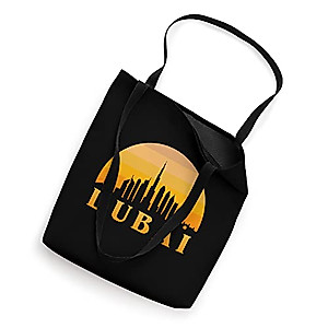 United Arab Emirates Retro Burj Khalifa Skyline of Dubai Tote Bag