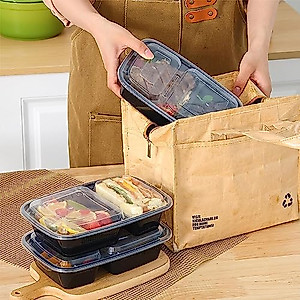 MORDEN MS Meal Prep Container With Lids, 50 Pack 2 Compartment Reusable Food Storage Container Divided Plastic Bento Lunch Box To-go Boxes, Microwave/Dishwasher/Freezer Safe,Portion Control(33oz)