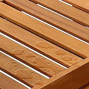 Furinno Tioman Outdoor Hardwood Patio Furniture Sun Lounger with Tray in Teak Oil, Natural 23.52D x 70W x 12H in