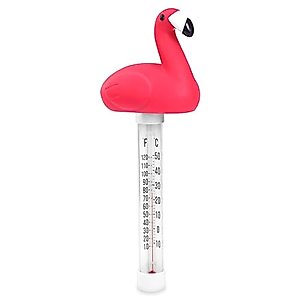Floating Pool Thermometer, Large Display with String Easy to Read, Shatter Resistant, for Outdoor & Indoor Swimming Pools, Spas, Hot Tubs & Aquariums (Flamingo)