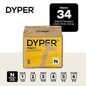 DYPER Viscose from Bamboo Baby Diapers Size Newborn | Honest Ingredients | Cloth Alternative | Day & Overnight | Made with Plant-Based* Materials | Hypoallergenic for Sensitive Newborn Skin, Unscented