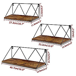 Calenzana Floating Wall Shelves Set of 3 Rustic Wood Storage Shelf for Bathroom Kitchen Living Room Bedroom