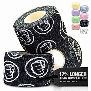 WOD Nation Weightlifting Hook Grip Tape - Bulk 3 Pack (23ft Per Roll) Comfortable & Stretchy Athletic Thumb Tape for Weight Lifting, Excercise & Cross Training - Protect Thumb, Wrist & Finger (Black)