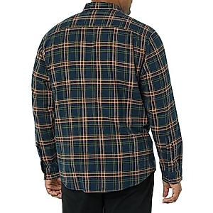 Amazon Essentials Men's Long-Sleeve Flannel Shirt (Available in Big & Tall), Dark Navy Plaid, Large