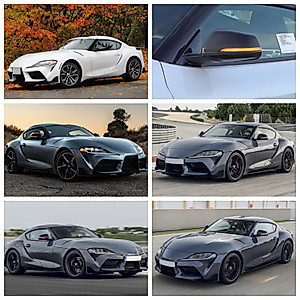 LED Dynamic Side Mirror Turn Signal Lights for 2020-2023 Toyota GR Supra Smoked Lens Sequential Turn Signal Lights Indicator Accessories LED Side Mirrors Marker Lamps