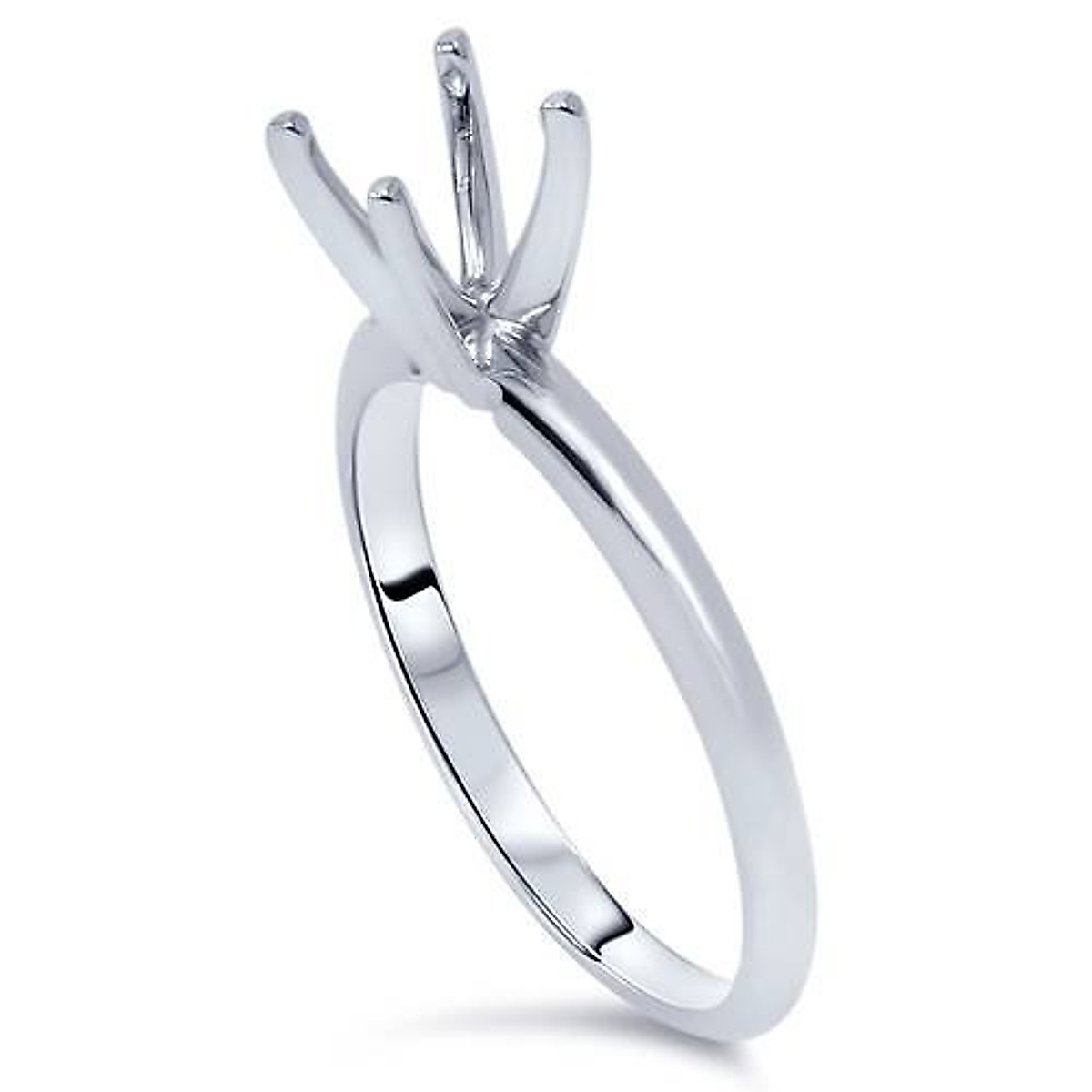 P3 POMPEII3 Engagement Ring Setting Four Prong Solitaire14K White Gold - Size 8