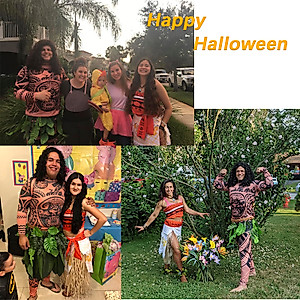 Oispvpes Maui Tattoo Costume Halloween Cosplay Jumpsuit Adult Mens outfit Women dress up 2XL