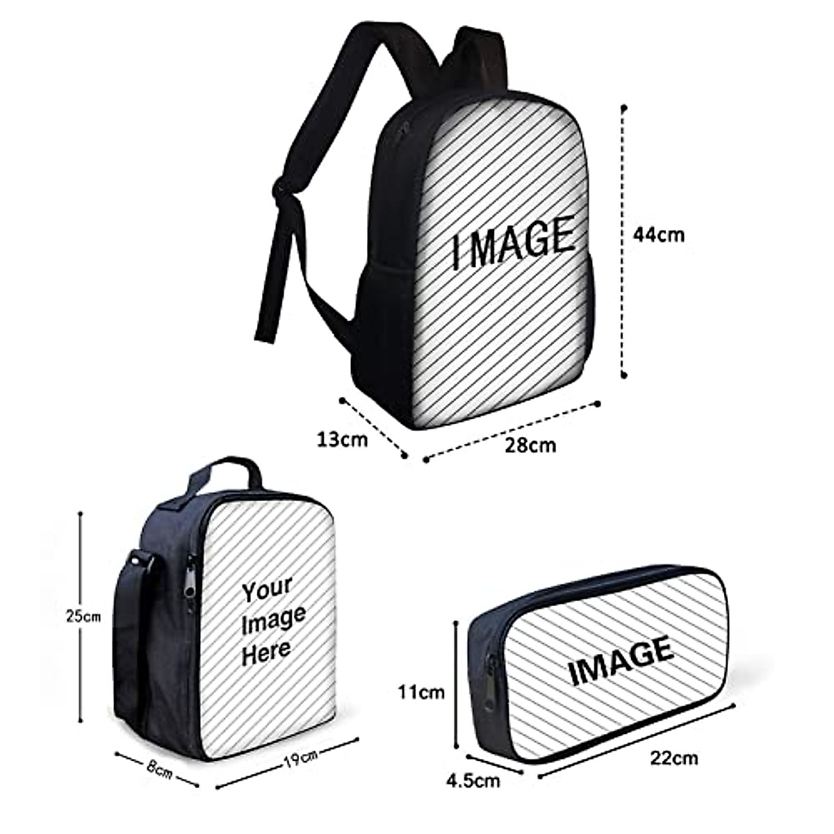 Bulopur Gothic Skull Boys Girls School Computer Backpacks, Funny Skeleton Lightweight Backpacks for Teen, Halloween Black 3 Pcs Insulated Lunch Bag Pen Pencil Bag