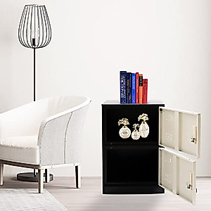 Harbin-Star Metal Lockers for Employees/Storage, 2 Doors Stackable Office Storage lockers with Card Slot, School and Home Storage Cabinet Organizer with Keys, Kids Locker for Cloth and Toy-Black&White