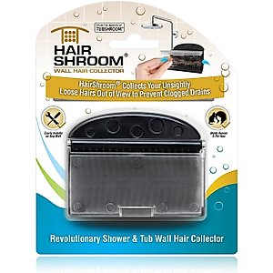 HairShroom Reusable Shower & Bathtub Wall Hair Catcher Hair Grabber Snare for The Hidden Storage of Wet Hair to Prevent Clogged Drains, Black