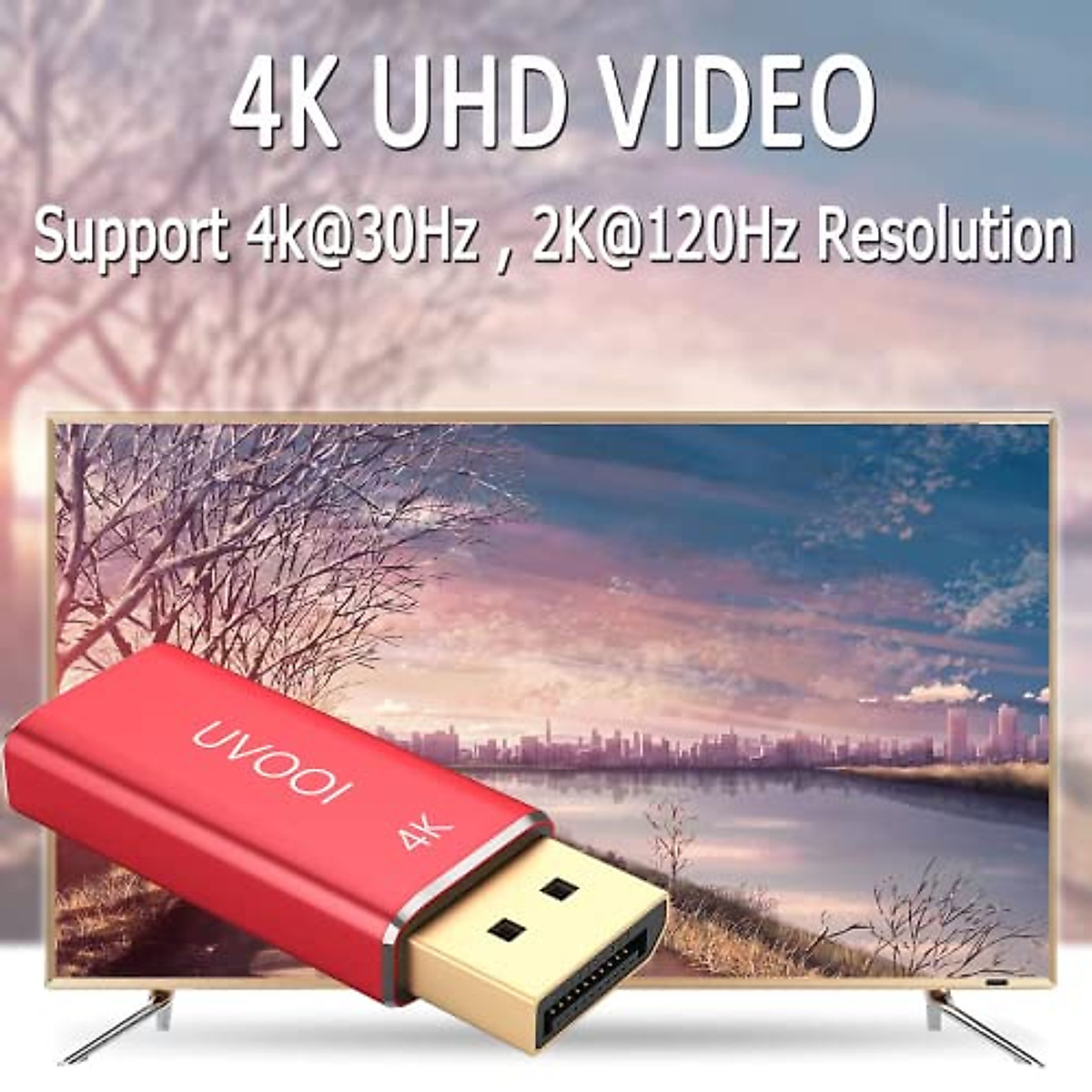 DisplayPort to HDMI Adapter, 4K UHD Uni-Directional Display Port DP to HDMI Male to Female Converter for Lenovo, HP, Dell &More