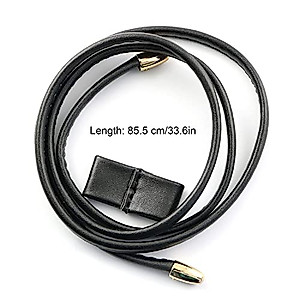 YYANGZ 2PCS Satchel Crossbody Bag Drawstring Bunche Accessories, PU Leather Drawstring for Bucket Bag Detachable Leather Pull String Purse Strap, (Black+ Brown)