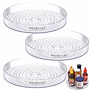 Lazy Susan Organizer- 3 Pack Lazy Susan Turntable for Kitchen,Cabinet, Pantry,Table, Fridge, Bathroom, Countertop, Vanity, 9 Inches, Clear