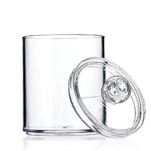 Qtip Dispenser Q-tip Holder Apothecary Jars Bathroom,Premium Quality Clear Plastic Acrylic Container for Q-Tips,Cotton Swab,Cotton Ball,Cotton Rounds,Floss Picks |Small,10 oz,Set of 2