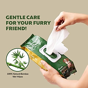 Bamboo Grooming Wet Wipes for Dogs and Puppies, Cleaning & Deodorizing Dog Wipes, Hypoallergenic Pet Wipes for Sensitive Skin, with Organic Aloe Vera & Shea Butter, 100 Count, Puppy Essentials