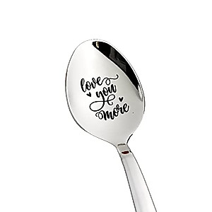 Love You more Valentines Day Gift love you most Engraved Spoon Gift for Boyfriend Girlfriend | Christmas Birthday Gift for Men Women | Engagement Gift for Bride
