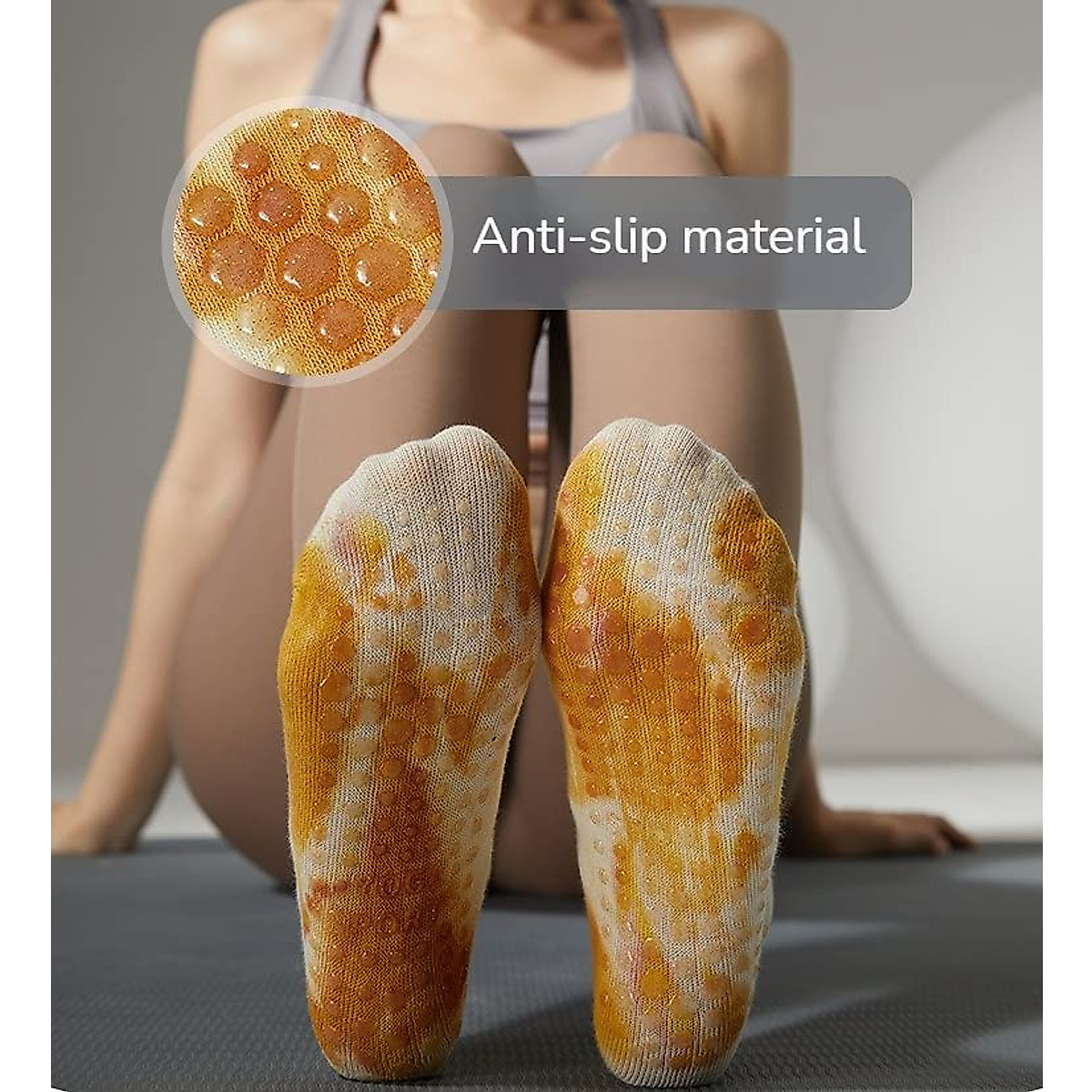 EGEN Dye Tie Yoga Socks for Women Man Novelty Print Non Skid Socks Non Slip Grip for Pilates Barre Ballet Sport (Blue)