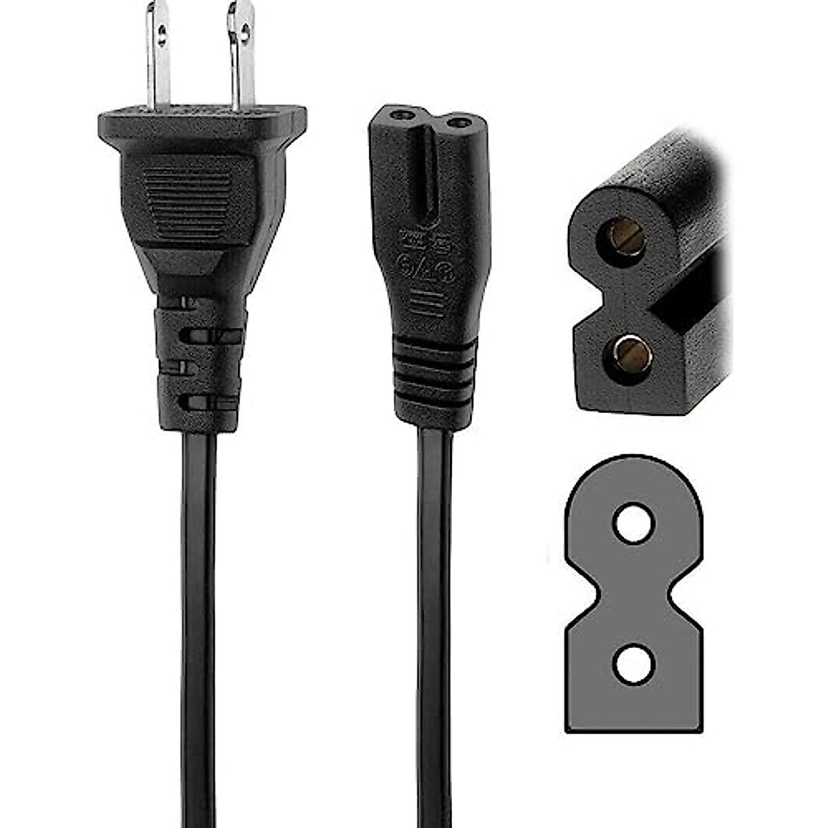 Xzrucst 6Ft 2 Prong Polarized Power Cord for Arris Router Modem; Vizio Sharp Sanyo Emerson TV; Sony Playstation 1 2 PS1 PS2 XB DC Console System; Bose Companion 3 5 Speaker Audio System AC Wall Cable