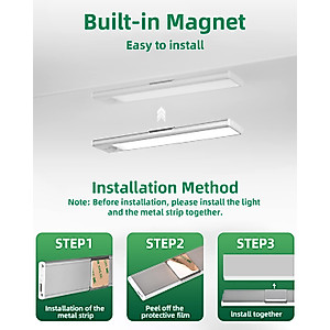 YDX LIGHT Magnetic Under Cabinet Lights,Under Counter Lighting Motion Sensor Wireless Rechargeable Battery Powered Cabinet Lights,6000K Operated Light for Kitchen Wardrobe, Closets, Hallway 3Packs