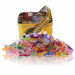 MumCraft Multipurpose Sewing Clips with Tin Box Package, Assorted Colors, Pack of 100