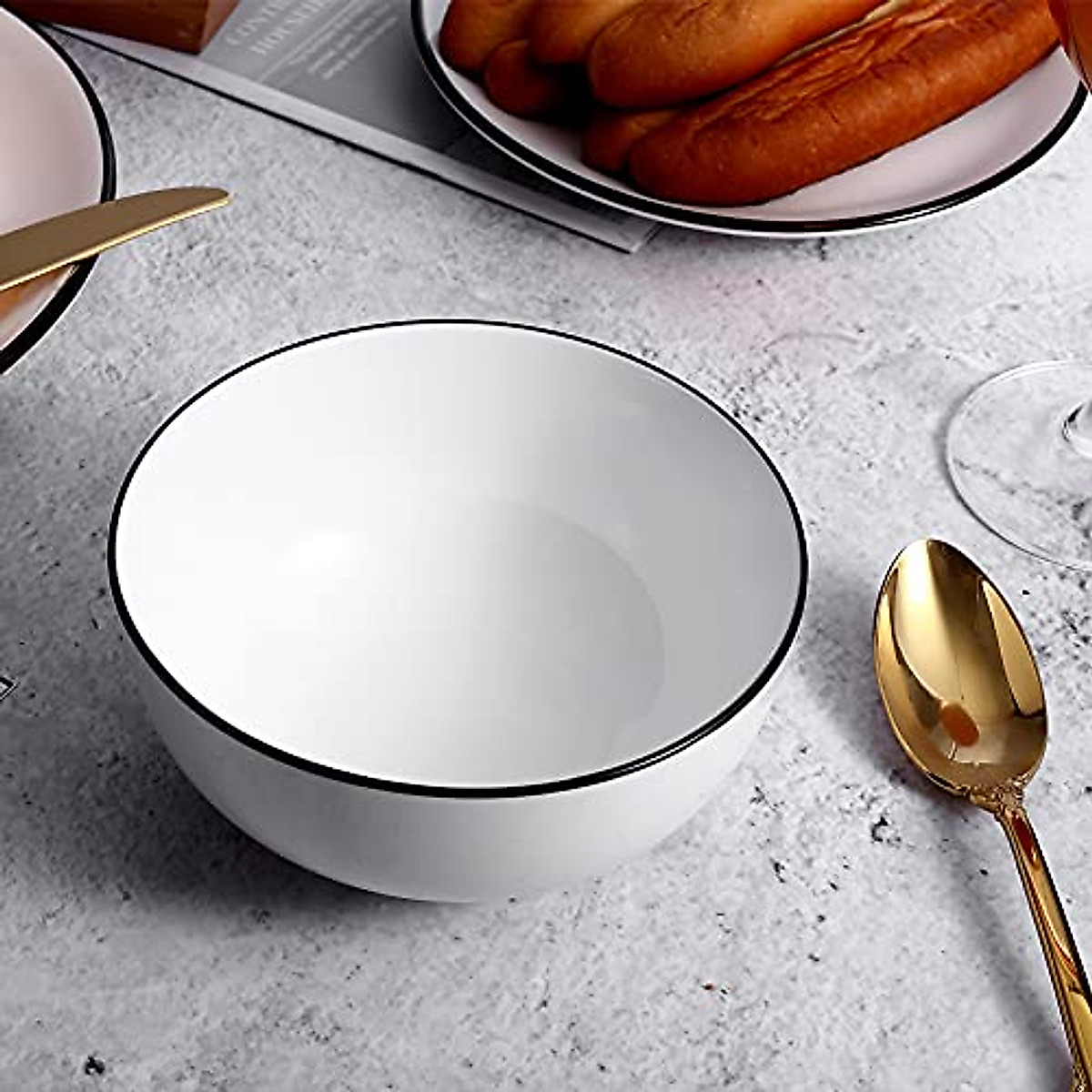 AWHOME 12 Pieces of Simple Design Ceramic Tableware Set, 4 Pieces of 10-inch Dinner Plate, 4 Pieces of 8-inch Dessert Plate, 4 Pieces of 6-inch Cereal Bowl Service for 4
