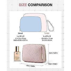 BAGSMART Small Makeup Bag, Travel Cosmetic Bag Make Up Pouch Small Travel Essentials for Women Dorm Room Essentials Pouch,Water-resistant Toiletry Bag,Makeup Organizer Bag,Pink