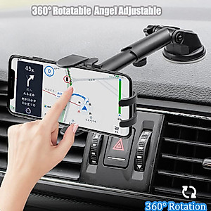 Tanaview Cell Phone Holder for Car, Phone Holder Mount Dashboard & Windshield Universal Car Mount Phone Holder Desk Stand for All Smartphones