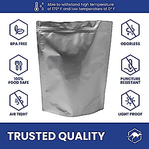 15x Silver 5 Gallon Wallaby Mylar Bag - (5 Mil) + 60 Mylar Bag Bundle - 1 Gallon Stand-Up Zipper Pouches - (7.5 Mil-10’’x14’’), Oxygen Absorbers, Labels - Resealable Zipper, Heat Seal, FDA Grade
