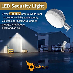 Owleye 12000LM Dusk to Dawn Outdoor Lighting LED Barn Light, 90W 4000K Daylight, AC 110-240V, ETL Listed, IP 65 Waterproof Security Lights for Yard Warehouse Garage
