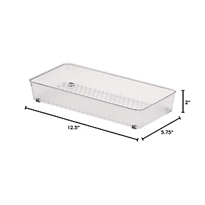 Spectrum Diversified Hexa 6" x 12" x 2" Buildup-Resistant Kitchen & Bathroom, Easy-to-Clean Kitchen Utensil Drawers, Desk Organizer Tray, 6 x 12, Clear Frost