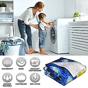 Lianmei Van Gogh The Starry Night Flannel Fleece Throw Blanket Soft Cozy Warm Bed Blanket for Kids Adults All Season Fluffy Fleece Blanket for Couch Bed Sofa Chair Fall Nap Travel Camp 50 x 60 in