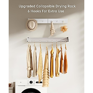 Wall Mounted Foldable, Space Saving Clothes Drying Rack with Knob, 60 lbs Capacity, for Laundry (31.5" Black)