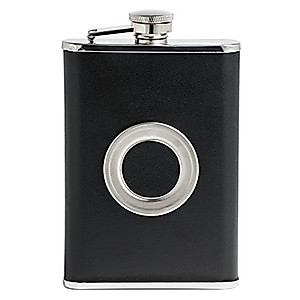 Shot Flask - Stainless Steel 8 oz Hip Flask, Built-in Collapsible 2 Oz. Shot Glass & Flask Funnel - BarMe Brand