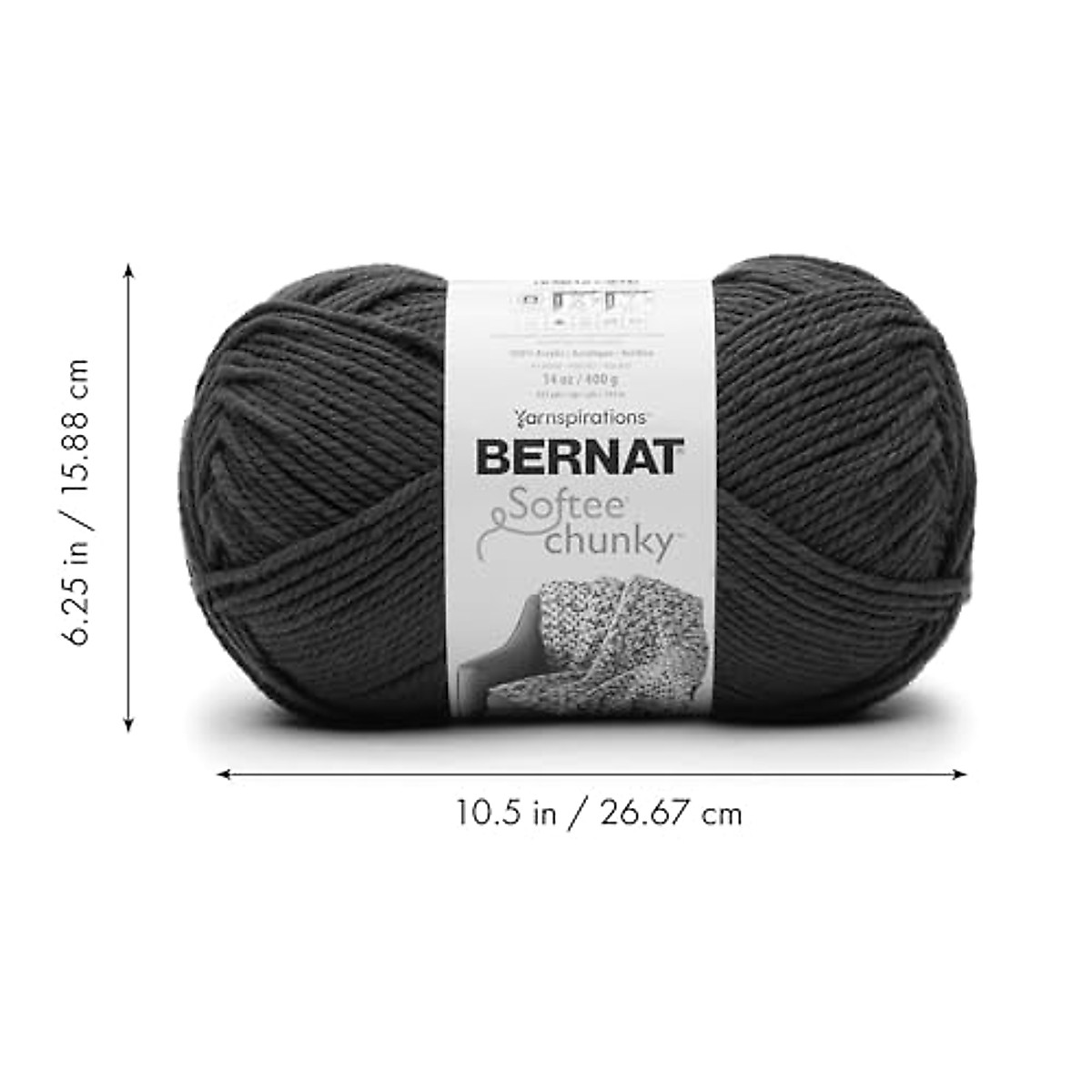Bernat Softee Chunky BB Faded Denim Yarn - 1 Pack of 14oz/400g - Acrylic - #6 Super Bulky - 431 Yards - Knitting/Crochet